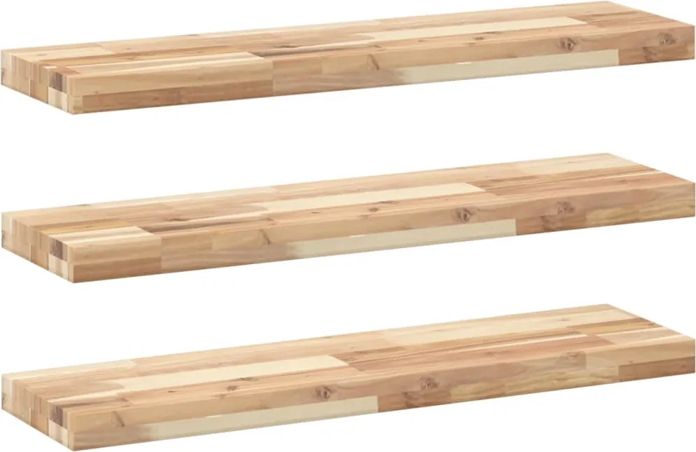 Plovoucí police 3 ks 100 x 20 x 4 cm neošetřené akáciové dřevo 3279429