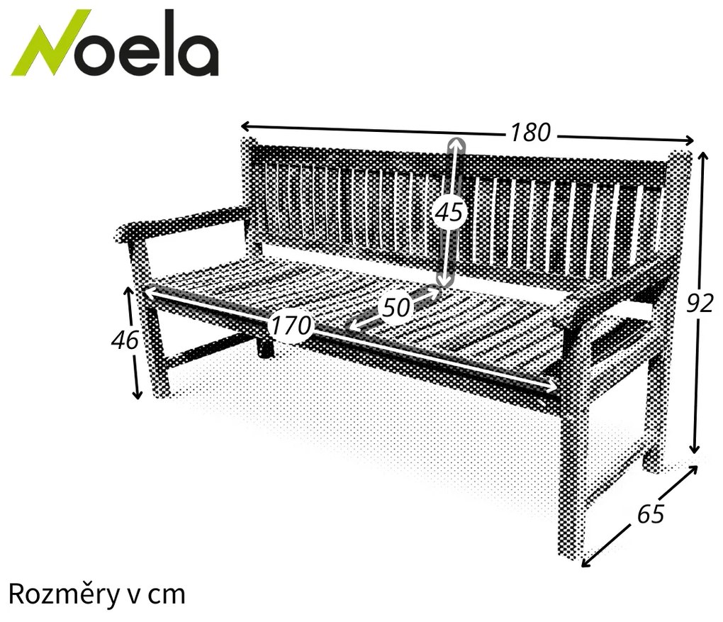 Noela Zahradní dřevěná lavice z teaku Queensbury 180 cm