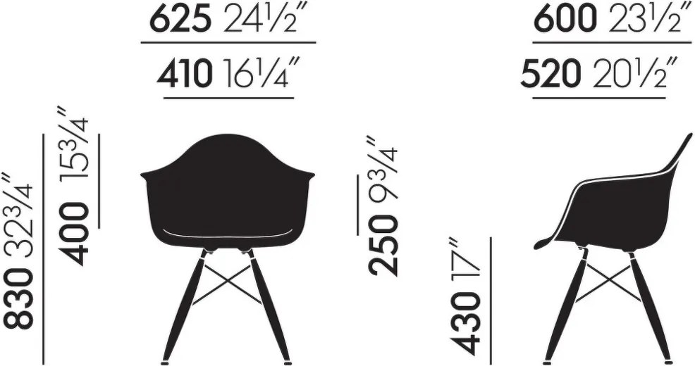 Židle Eames DAW, basic dark - black maple Vitra