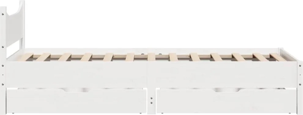 Rám postele se zásuvkami bílý 75 x 190 cm masivní borové dřevo 3301930
