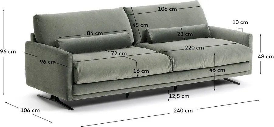 Zelená sametová pohovka 240 cm Veliro – Kave Home