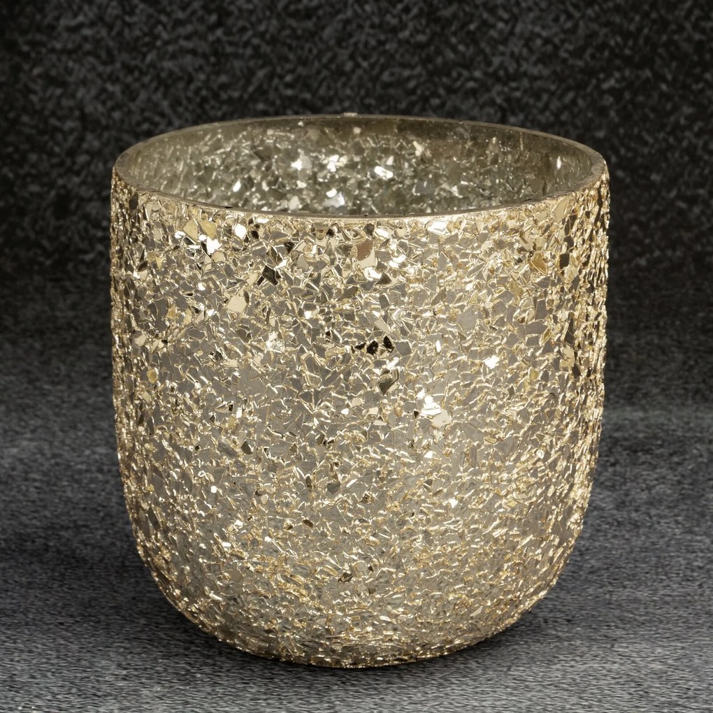 SKLENĚNÝ SVÍCEN MELIA (05) 12X12 CM ZLATÁ