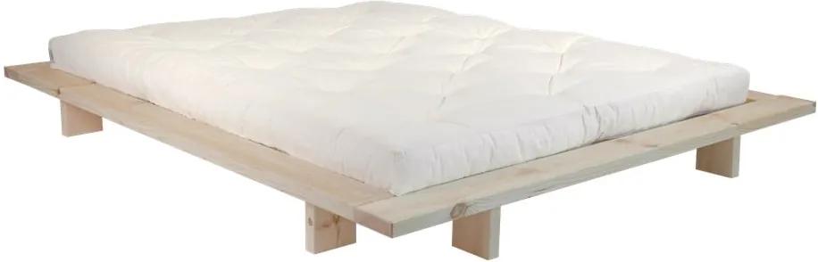 Dvoulůžková postel z borovicového dřeva s matrací Karup Design Japan Comfort Mat Raw/Natural, 160 x 200 cm