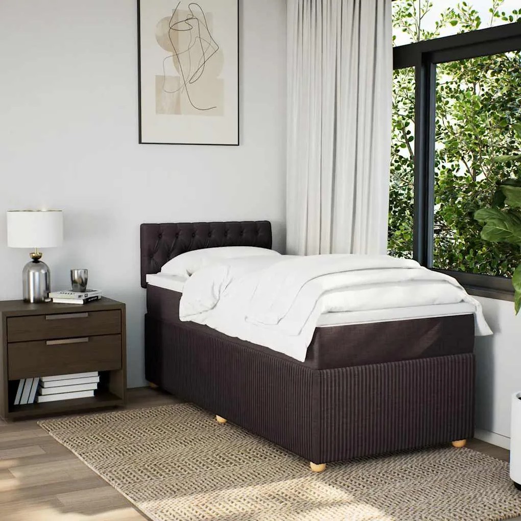 Box spring postel s matrací tmavě hnědá 90x200 cm textil 3289649