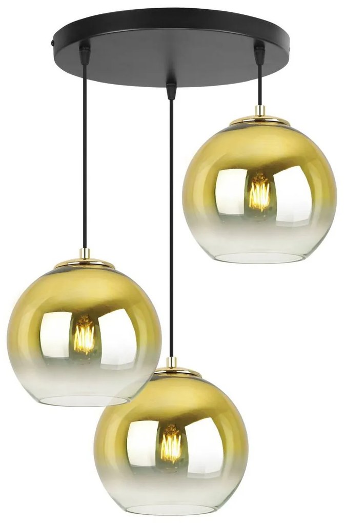 Závěsné svítidlo Bergen Gold, 3x zlaté/transparentní skleněné stínítko (fi 20cm),