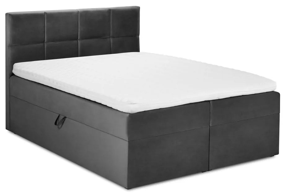 Tmavě šedá sametová dvoulůžková postel Mazzini Beds Mimicry, 180 x 200 cm