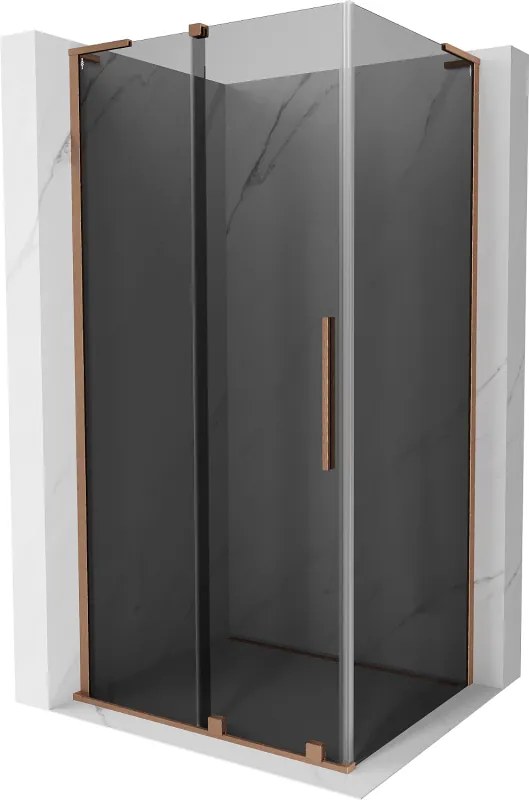 Mexen Velar L, sprchový kout s posuvnými dveřmi 110 x 80 cm, 8mm šedé sklo, měděná matná, 871-110-080-43-65