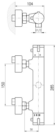 RAV Slezák TRM80.5CMAT - Termostatická sprchová baterie TERMO matná černá