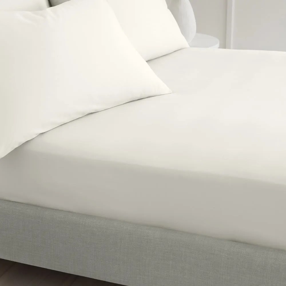 Krémové napínací prostěradlo z bavlněného perkálu 150x200 cm Cotton Percale – Bianca