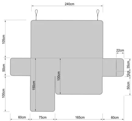 Potah na rohovou sedačku levý PARIS hnědý, 240 cm