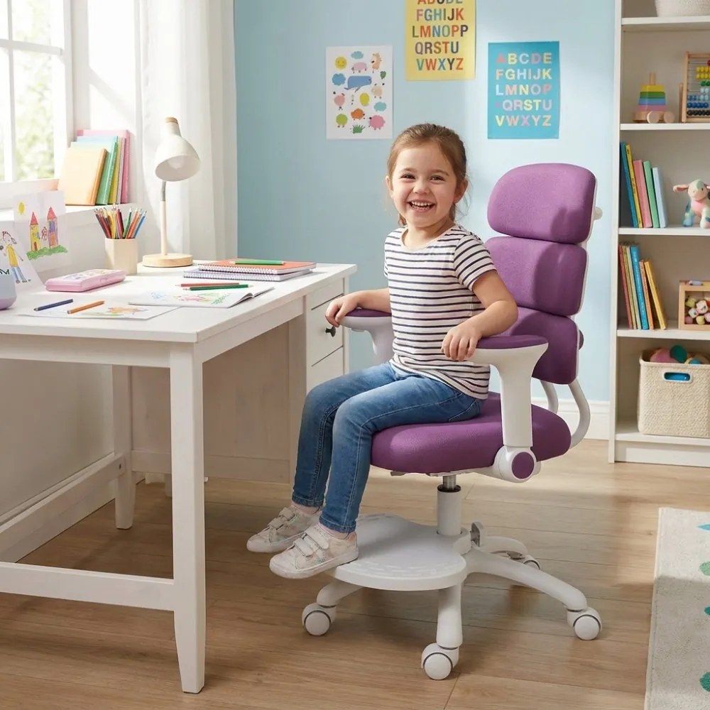 Dětská rostoucí židle Neoseat KIDDY THREE — látka, pratelný potah, fialová
