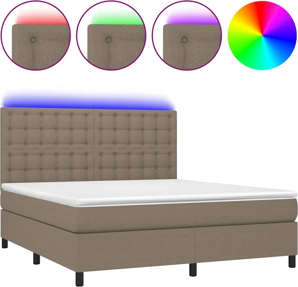 Box spring postel s matrací a LED taupe 160x200 cm textil 3135209