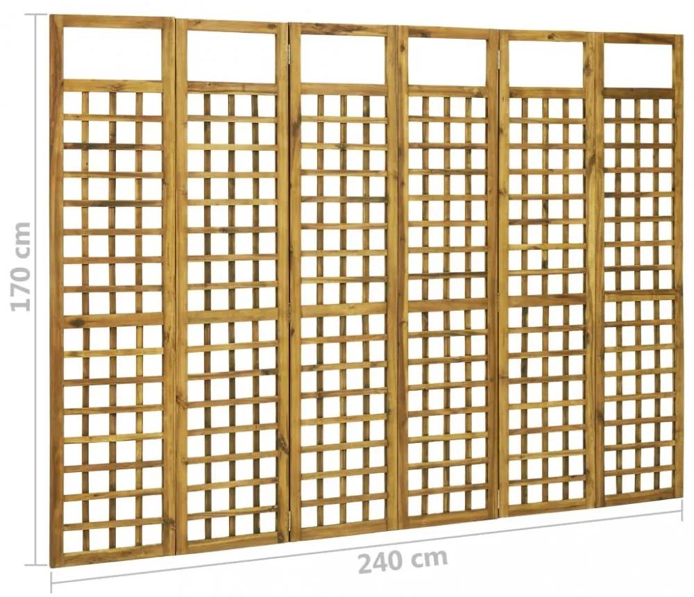 Paravan akáciové dřevo / treláž Dekorhome 240x170 cm (6-dílný)