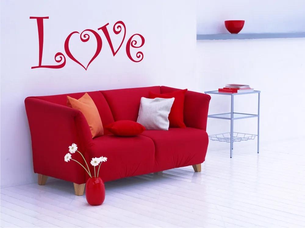 Samolepky na zeď - Love Barva: Červená tmavá, Velikost: 60x26 cm