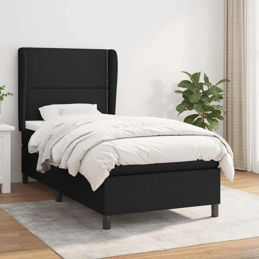vidaXL Box spring postel s matrací 90x200 cm textil [3127858] Barva: tmavě hnědá