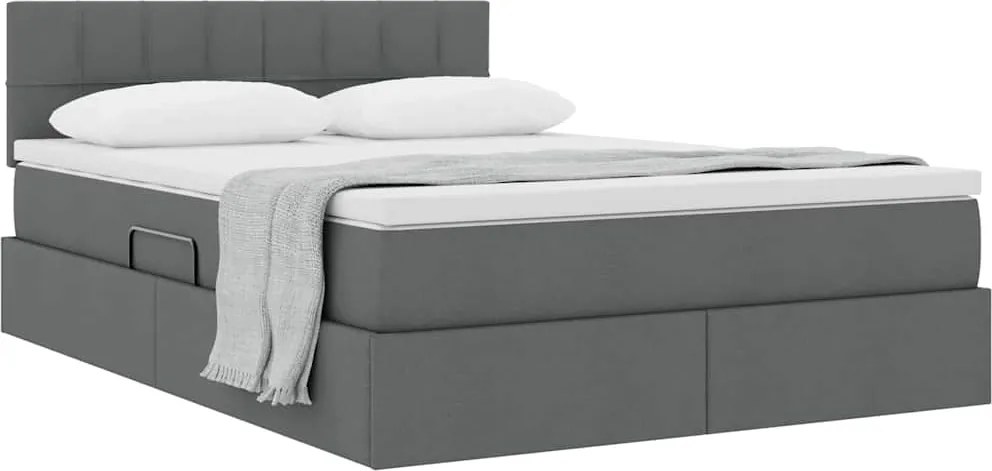 Postel s úložným prostorem a matrací Tmavě šedá 140 x 190 cm 3370507