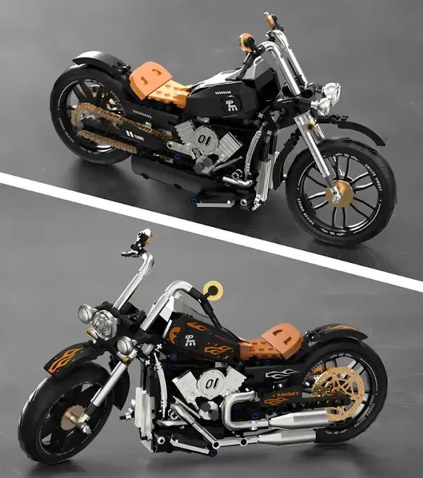 Stavebnice Černý motocykl T1007 - 455 dílků