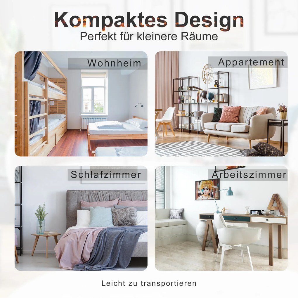 HOMCOM elektrický krb elektrická kamna stojící krb s efektem plamene 6001200W kov černý 34x17x31 cm pro příjemné večery |