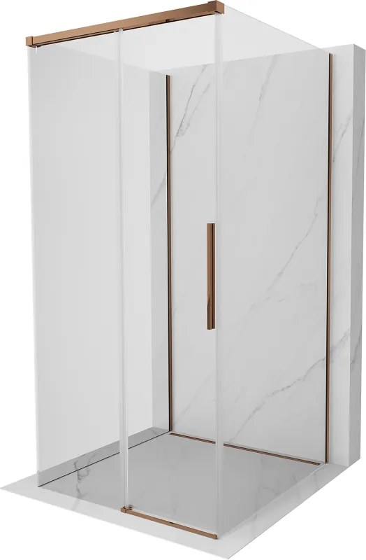Mexen Rox-3S, 3-stěnný posuvný sprchový kout 120 x 120 cm, 8mm čiré sklo, růžové zlato profil, 8C2-120-120-60-00-3S