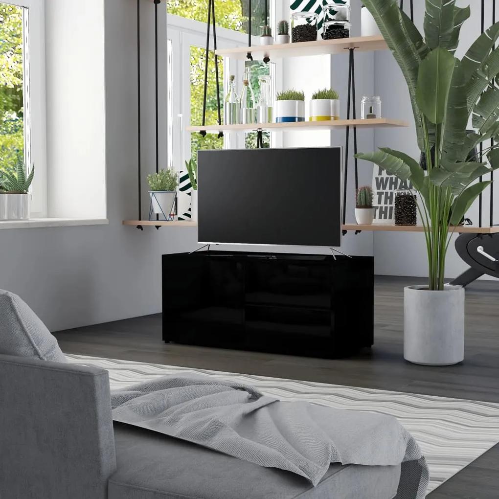 801857 vidaXL TV stolek černý s vysokým leskem 80 x 34 x 36 cm dřevotříska