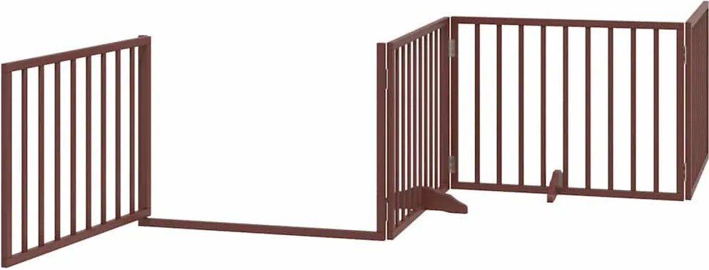 Zábrana pro psy s dvířky skládací 8 panelů hnědá 640 cm topol 3155578