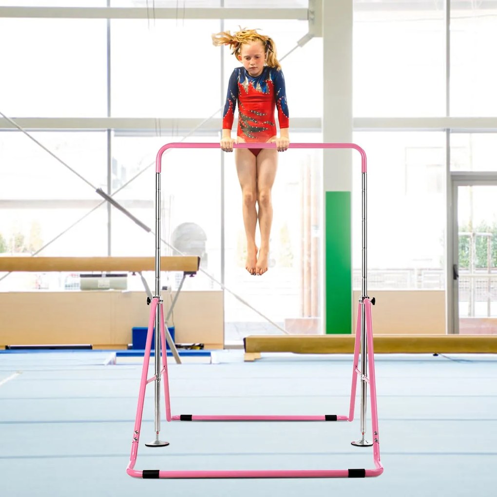 Costway Dětská gymnastická tyč, výškově nastavitelná hrazda, 90-130 cm, skládací