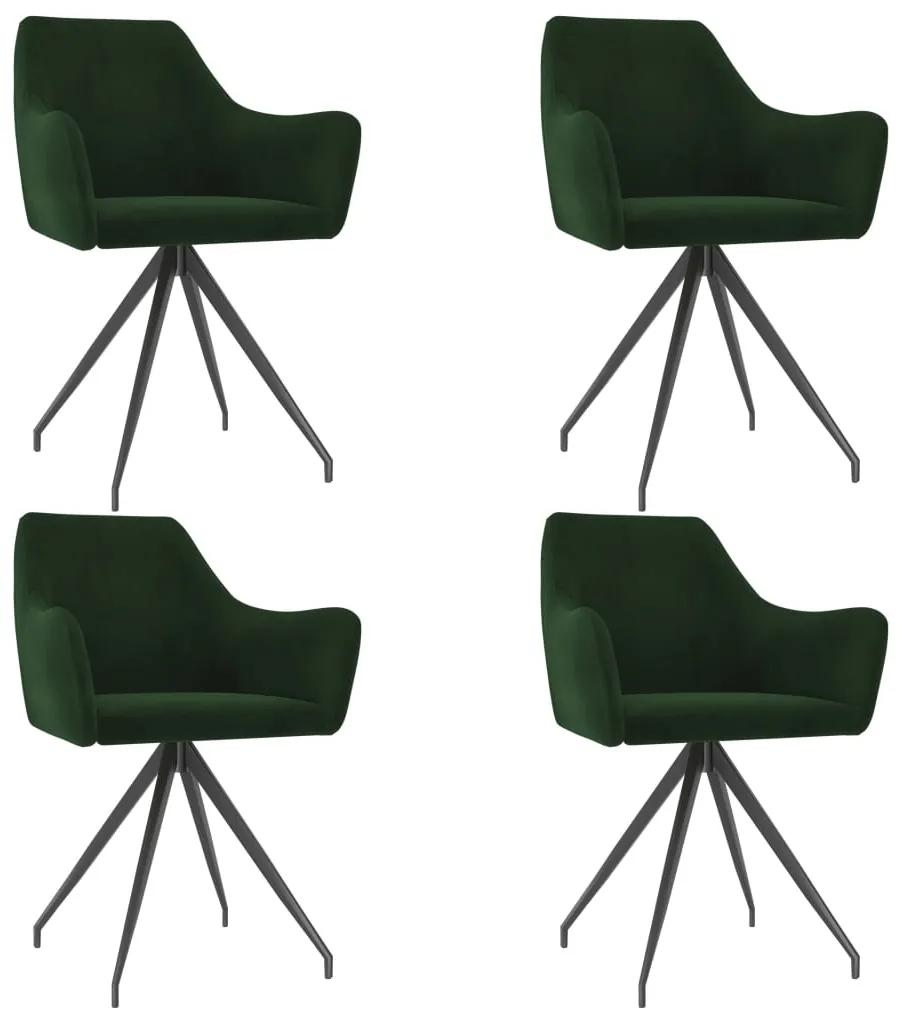 3058043 vidaXL Jídelní židle 4 ks tmavě zelené samet