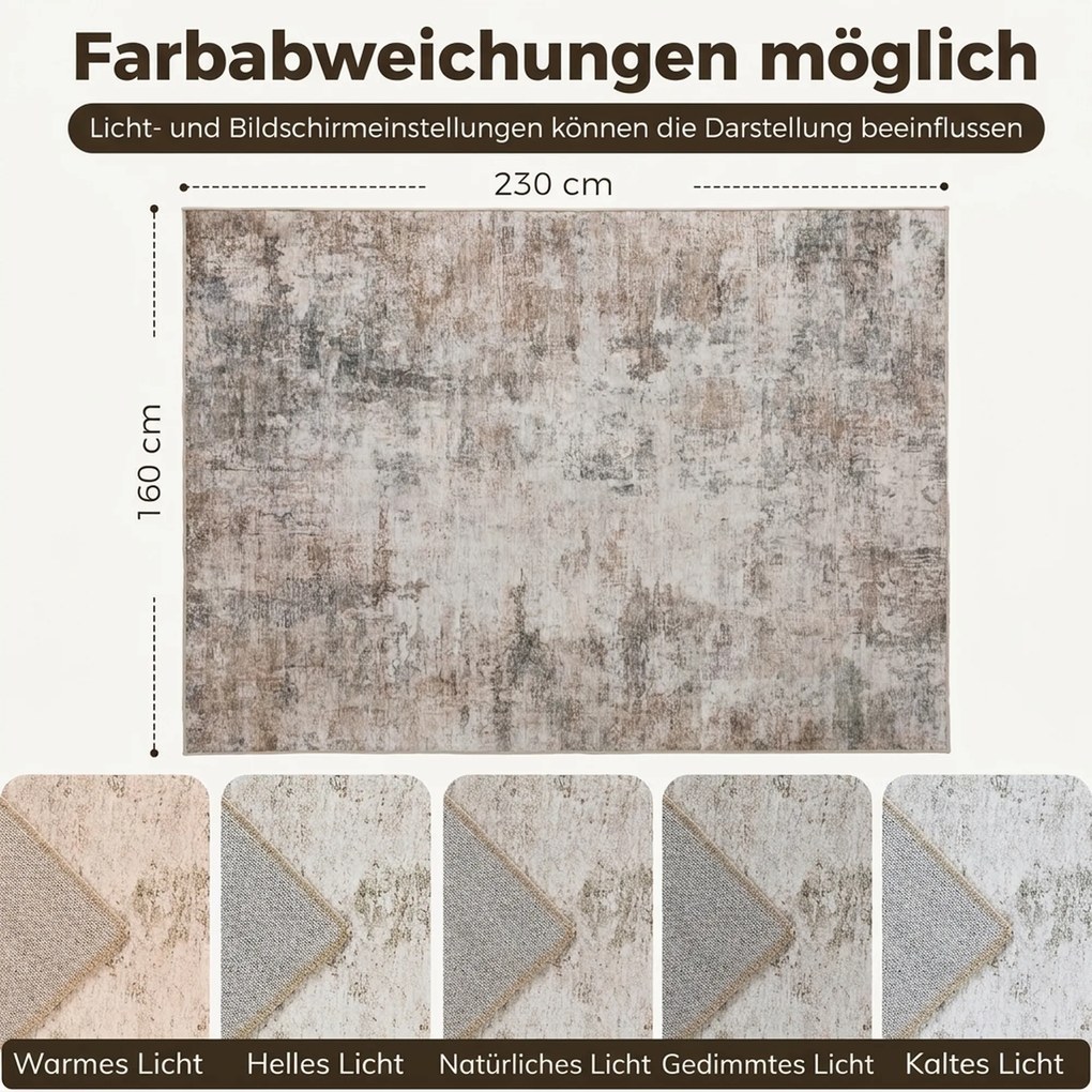 HOMCOM omyvatelný koberec s abstraktním vzorem, 230 × 160 cm, hnědá