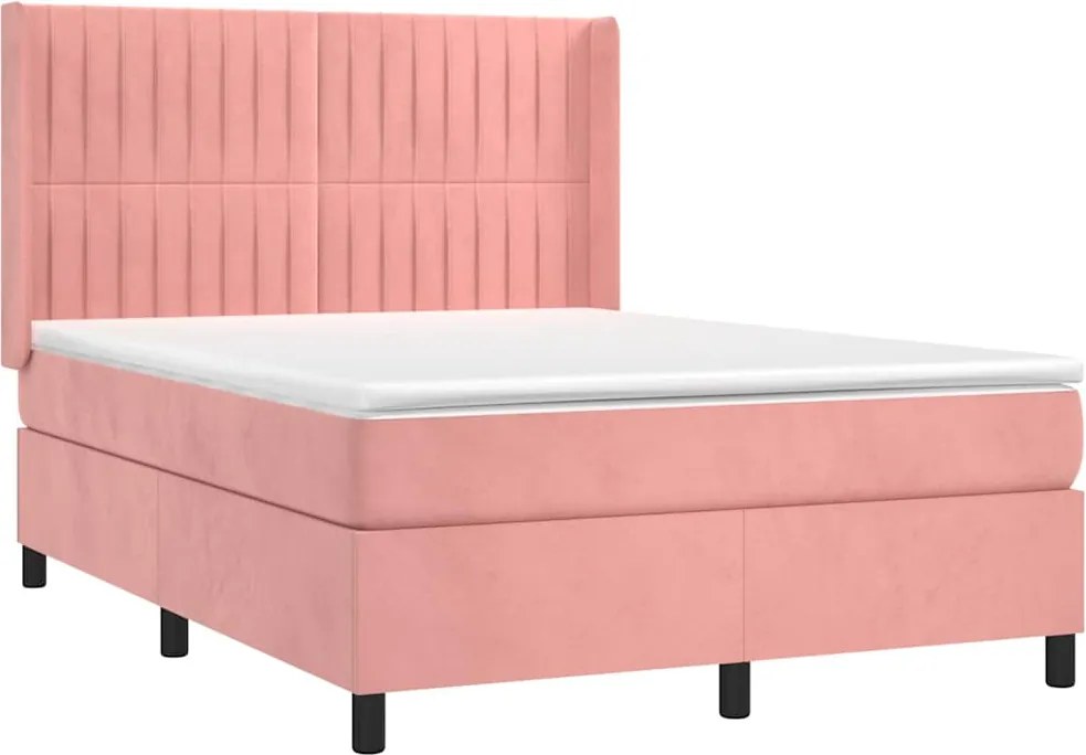 Box spring postel s matrací růžová 140x200 cm samet 3132806