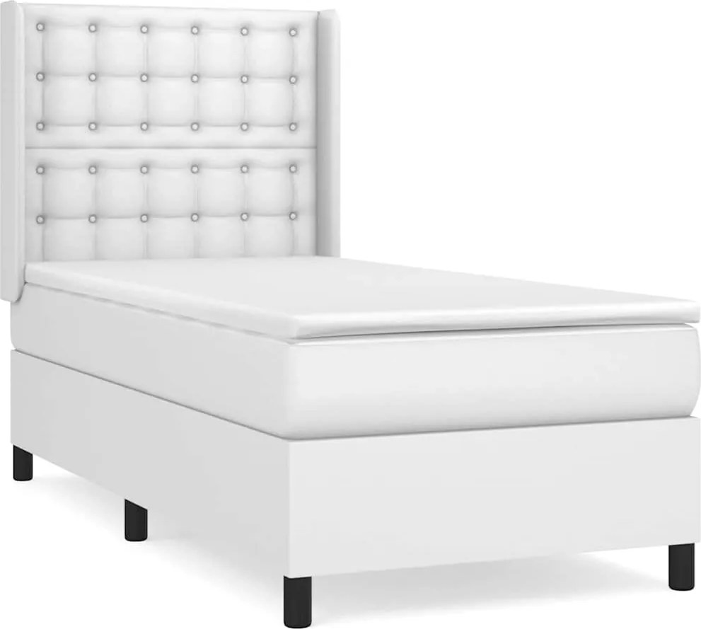 Box spring postel s matrací bílá 80 x 200 cm umělá kůže 3132466