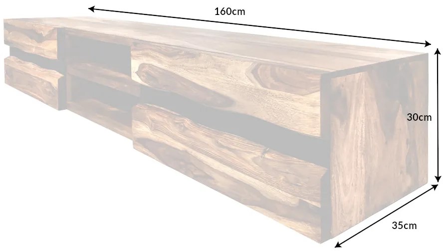 Designový závěsný TV stolek Argentinas 160 cm Sheesham