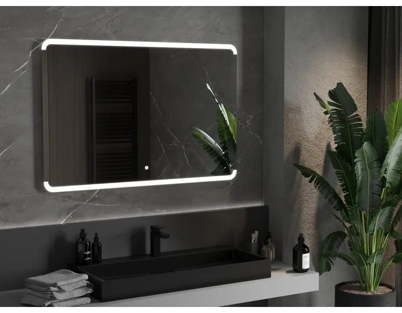 Mexen Nida podsvícené koupelnové zrcadlo 120 x 80 cm, LED 6000K, ventilátor - 9806-100-080-611-00
