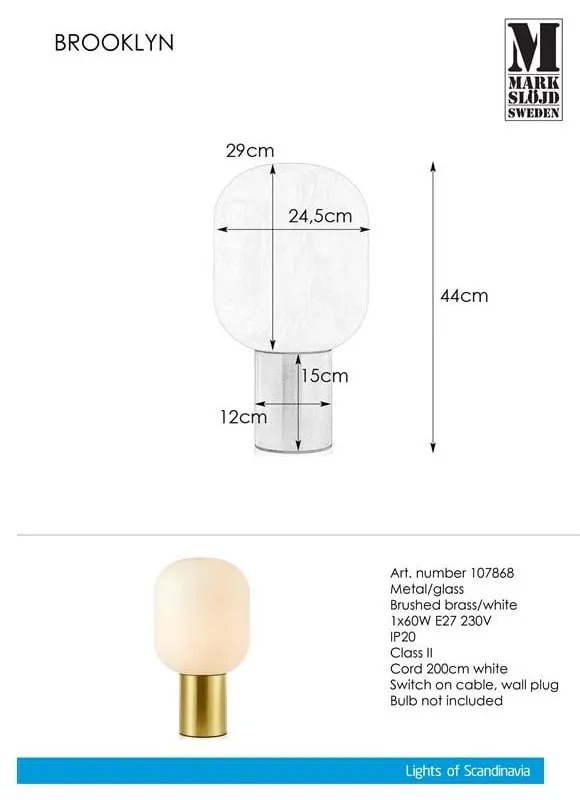 Stolní lampa Markslöjd Brooklyn Brushed Brass