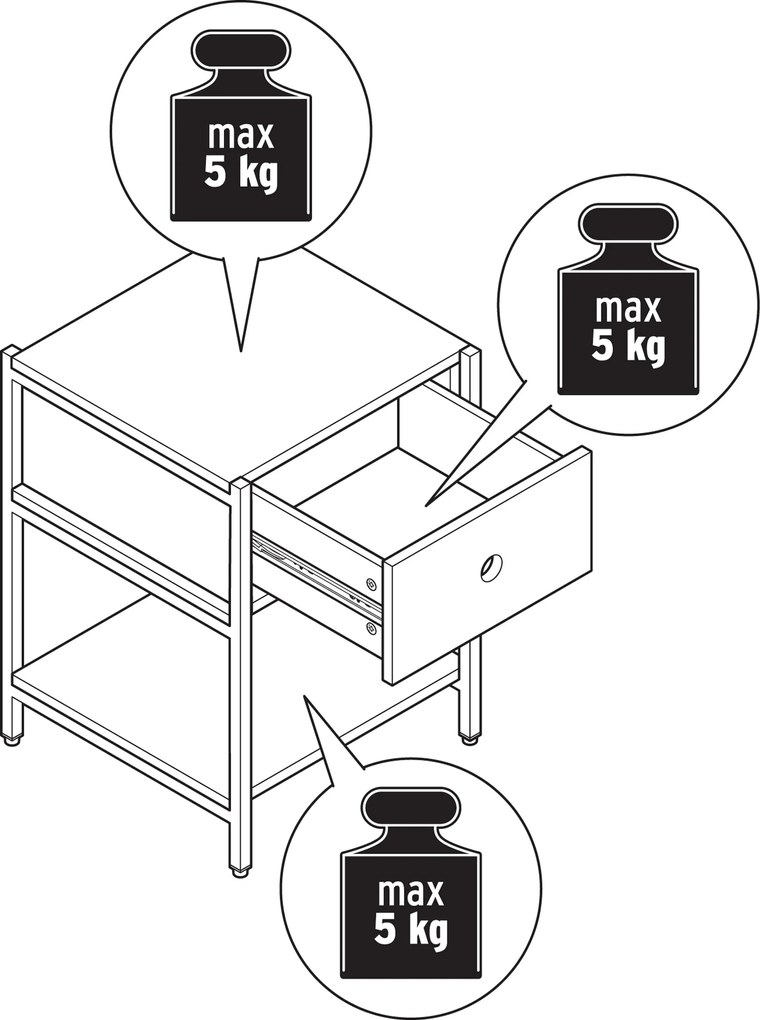 Tchibo - Noční stolek »Klaar« se zásuvkou - barva: bílá
