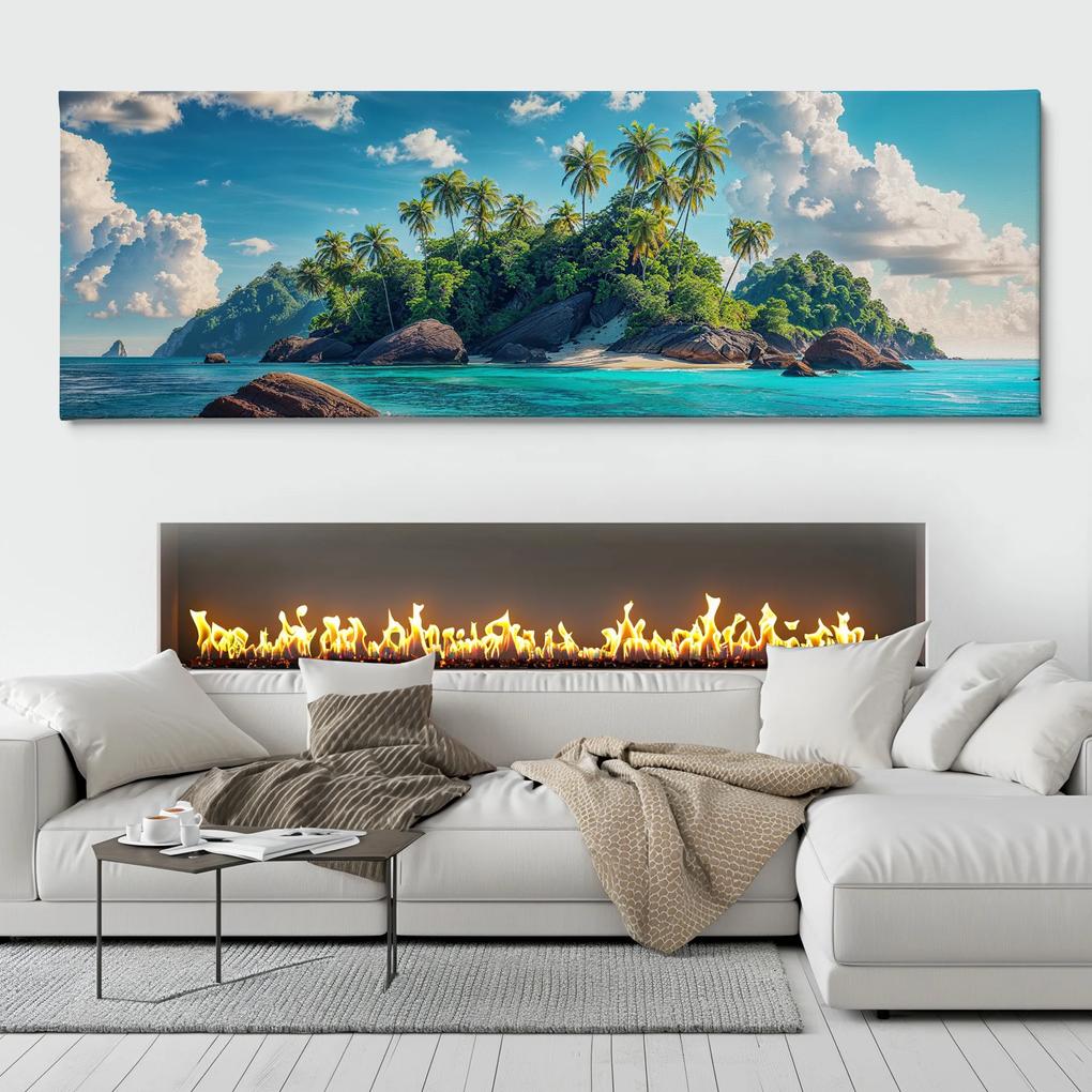 Obraz na plátně - Palmový tropický ostrov FeelHappy.cz Velikost obrazu: 150 x 50 cm