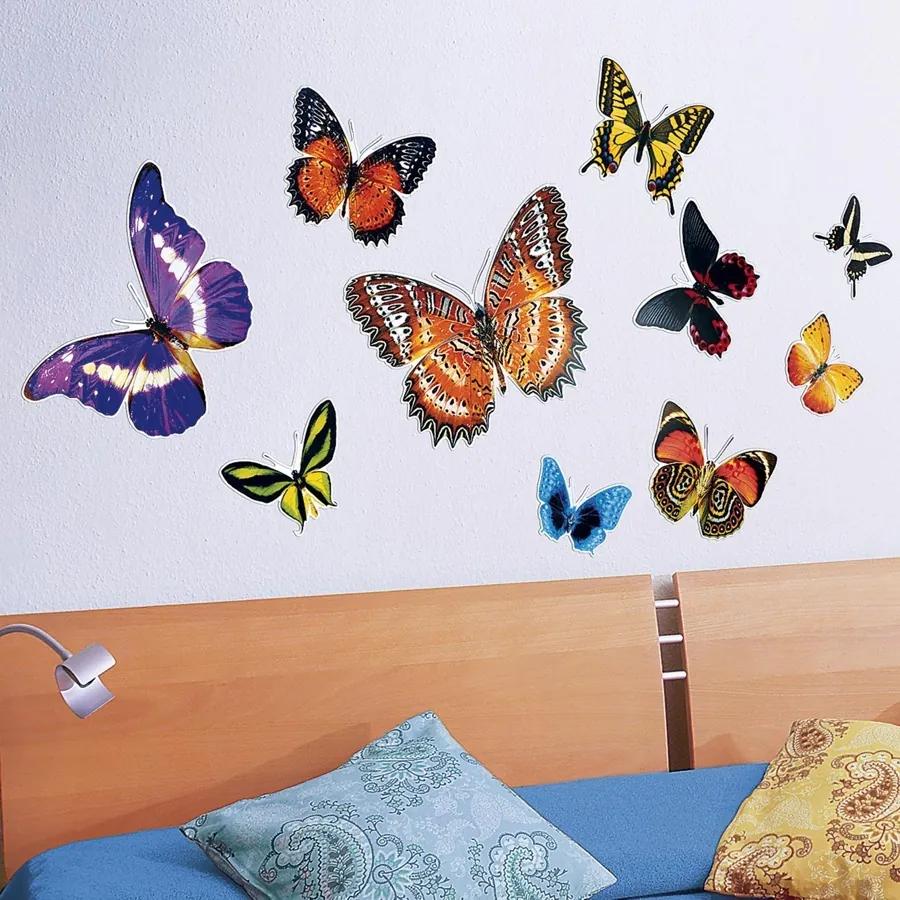 Dekorace na zeď Motýli, 10 ks