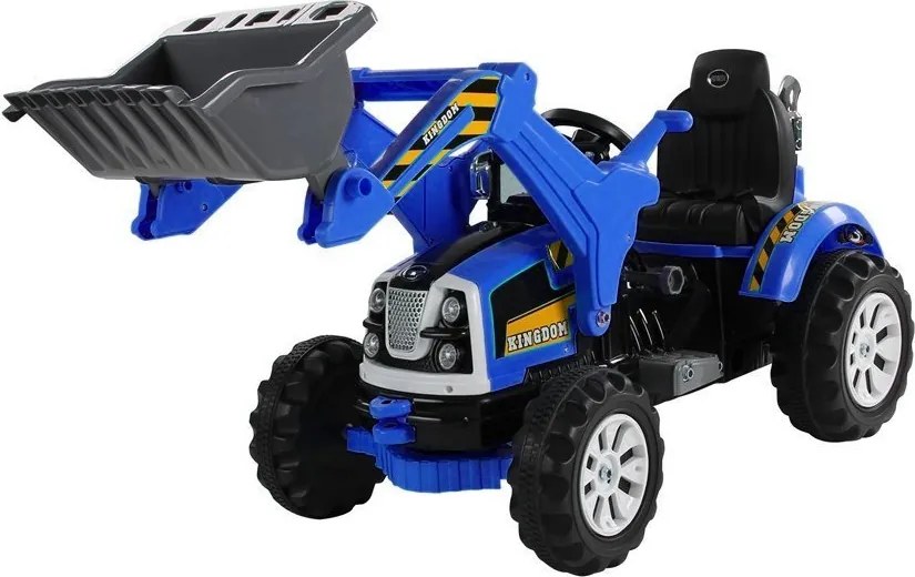 LEAN CARS Elektrický traktor s rypadlem modrý