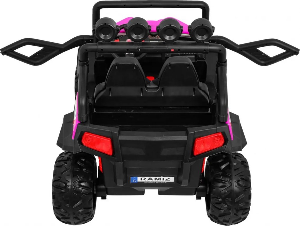 Ramiz Terénní bugina pro děti růžová + pohon 4x4 + dálkové ovládání + nosič zavazadel + rádio MP3 + LED