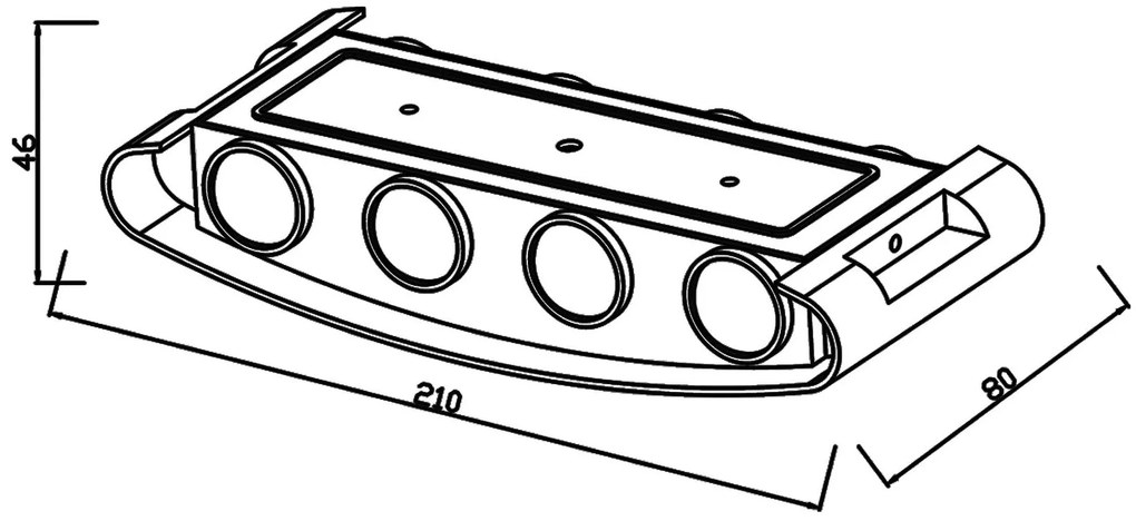 TOP LIGHT Světlo nástěnné Ray C, Černá