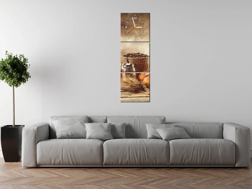 Gario Obraz s hodinami Chutná snídaně - 3 dílný Rozměry: 90 x 70 cm