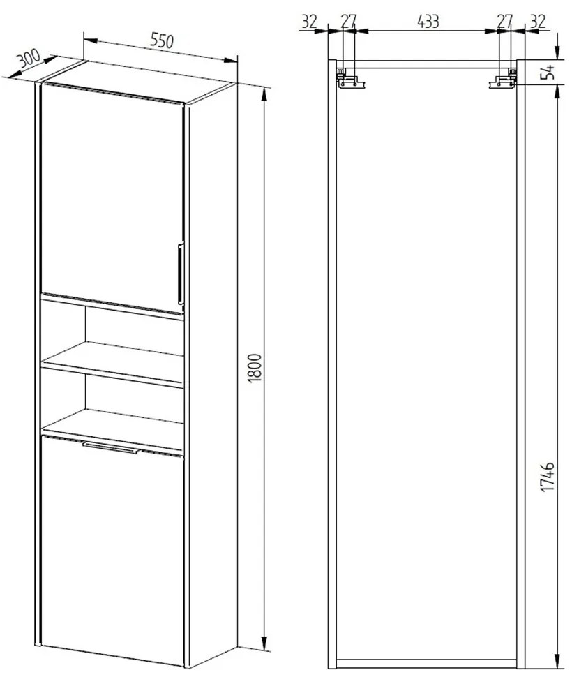 Mereo Mereo, Vigo, koupelnová skříňka vysoká s košem, 170 cm, CN332
