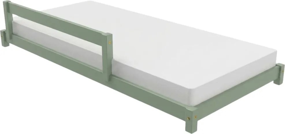 Benlemi Dřevěné dětské jednolůžko LUCKY Zvolte barvu: Světle šedá, Zvolte rozměr: 80x190 cm, Zvolte zábranu: S přední zábranou