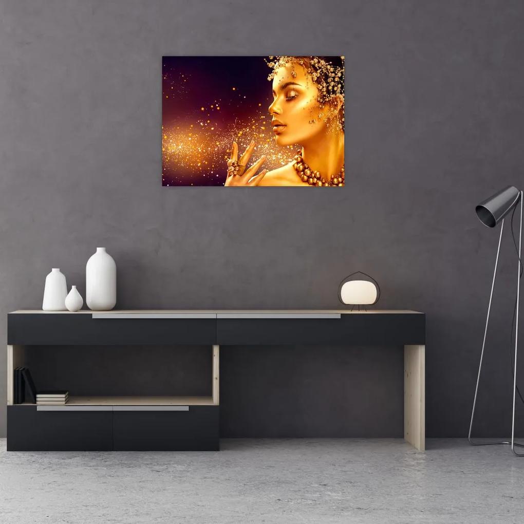 Skleněný obraz - Zlatá královna (70x50 cm)