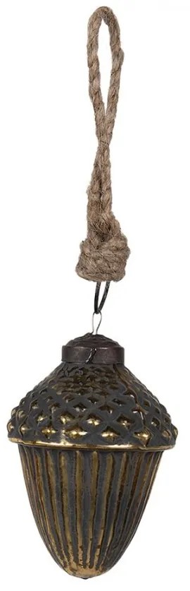 Černozlatá skleněná vánoční ozdoba ve tvaru žaludu XS - Ø 6*8 cm