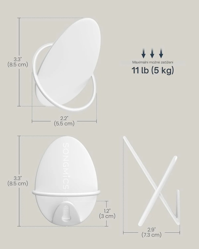 Sada 4 ks háčků na oblečení Ripple bílá