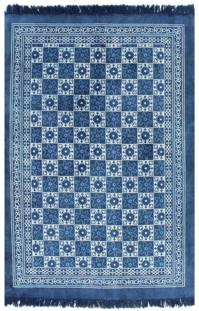 246562 vidaXL Koberec Kilim se vzorem bavlněný 160 x 230 cm modrý
