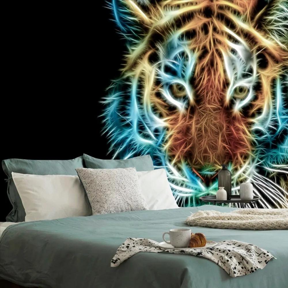 Samolepící tapeta hlava tygra v abstraktním provedení - 300x200 cm