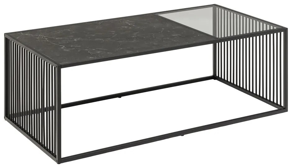 Černý konferenční stolek se skleněnou deskou 60x120 cm Strington – Actona