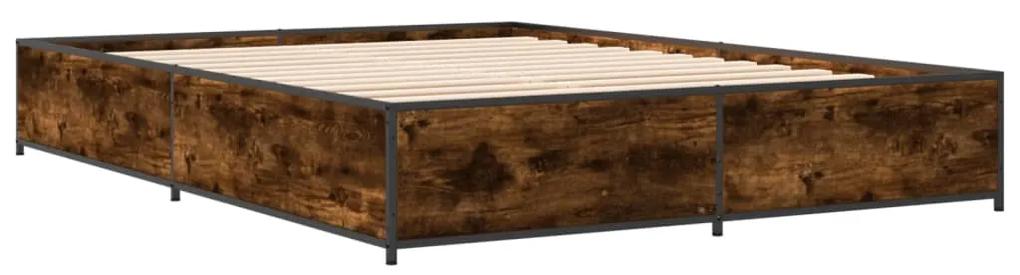 Rám postele kouřový dub 135 x 190 cm kompozitní dřevo a kov