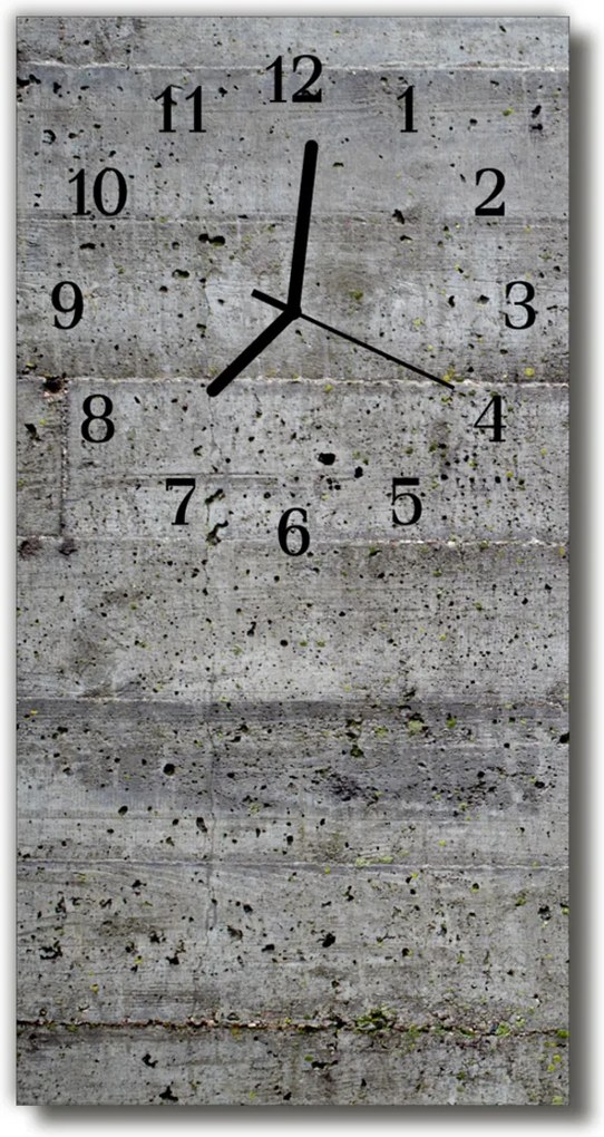 Skleněné hodiny vertikální Šedý beton